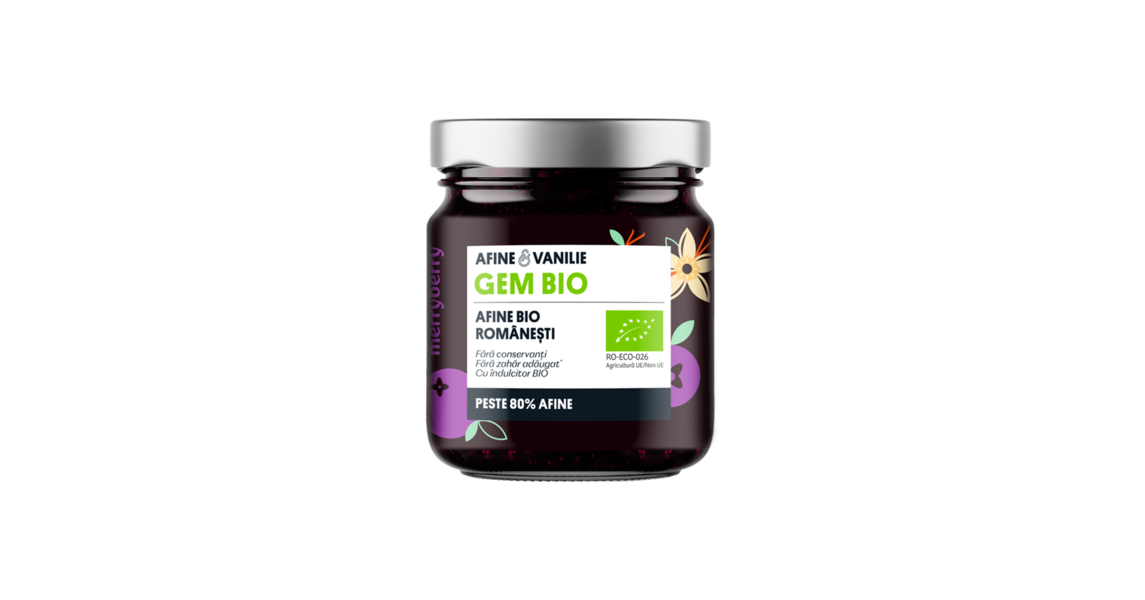 Gem BIO de Afine și Vanilie fără zahăr 230gr MerryBerry din categoria ...