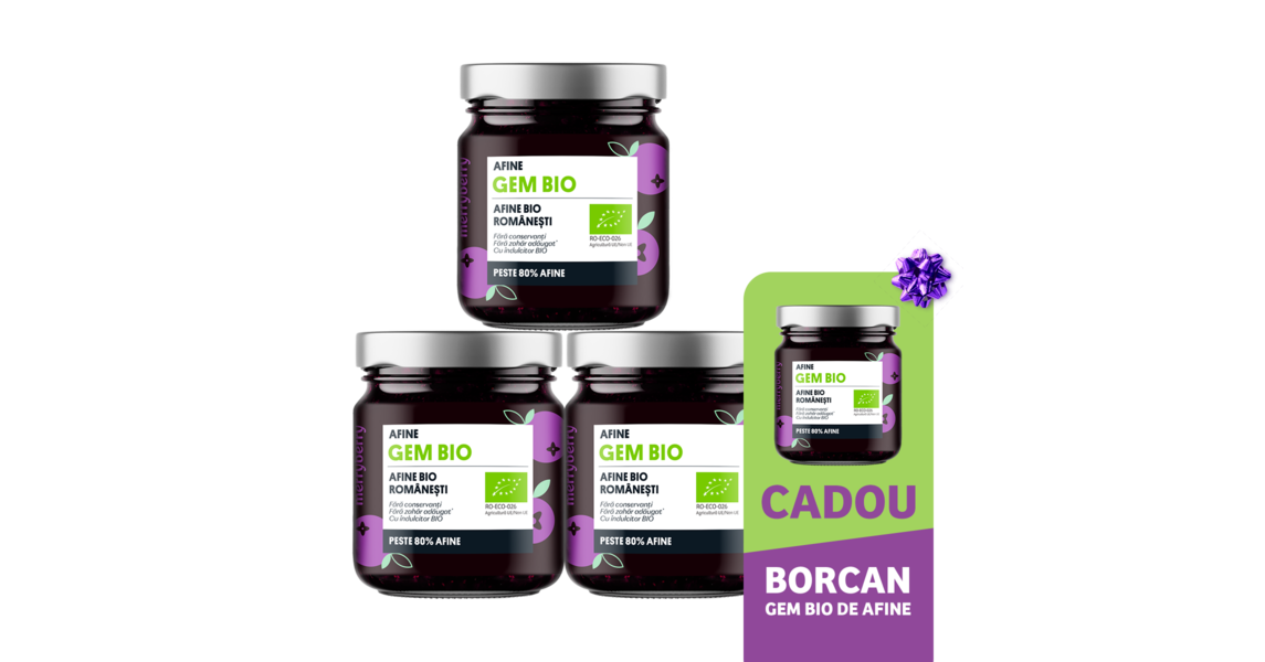 Gem BIO de Afine fără zahăr 230gr MerryBerry din categoria Gem din ...